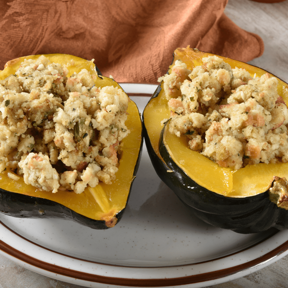 Heart healthy rendition for turkey stuffed acorn squash